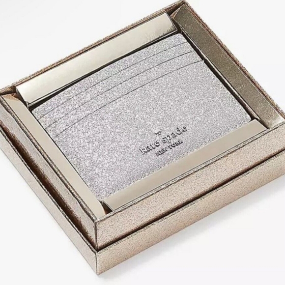 kate spade | Bags | Kate Spadeboxed Small Glitter Slim Cardholder Lunar ...